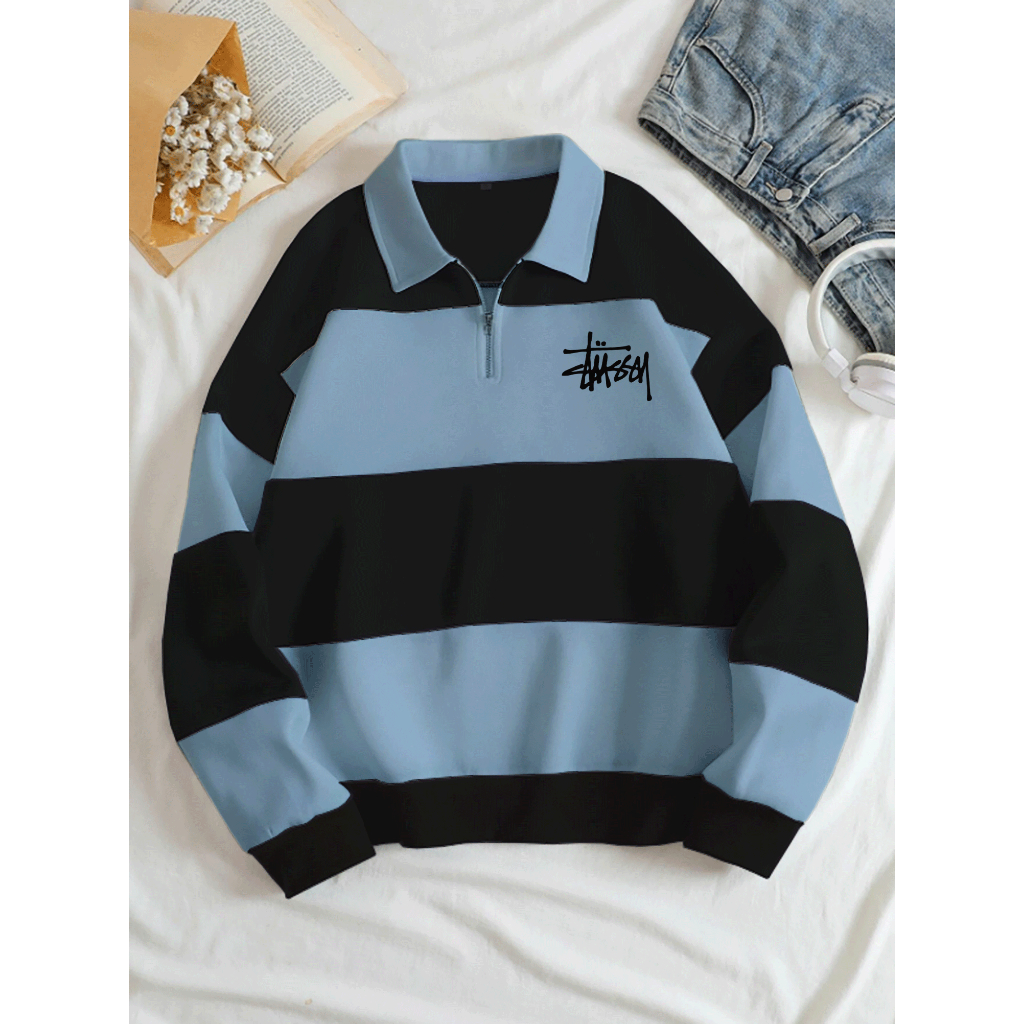 Jual RUGBY SWEATER PRIA SALUR KOMBINASI SWEATER KERAH RESLETING SWEATER ...