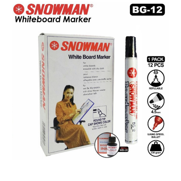 Jual [ Isi 6 & 12 ] Spidol Snowman Whiteboard / Whiteboard Marker ...