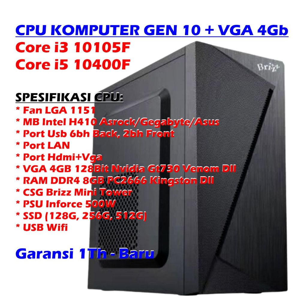Jual CPU KOMPUTER KANTOR INTER GEN 10 - CPU CORE I3-10105F GEN 10 - CPU ...