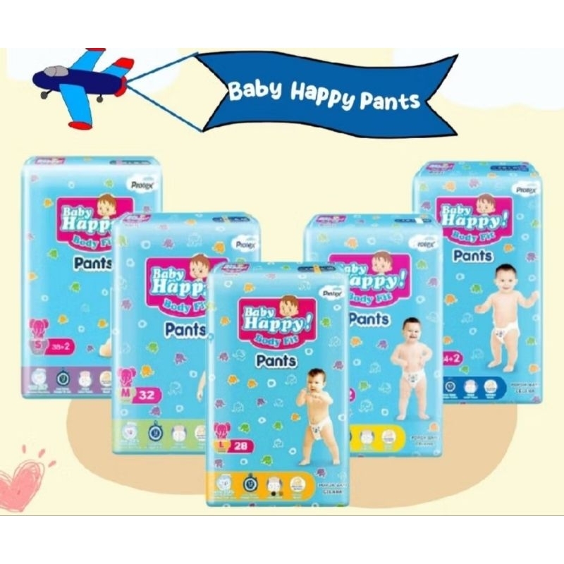 Jual DIAPERS BABY HAPPY PANTS M34,L30,XL26 (Popok bayi Tipe Celana) | Shopee Indonesia
