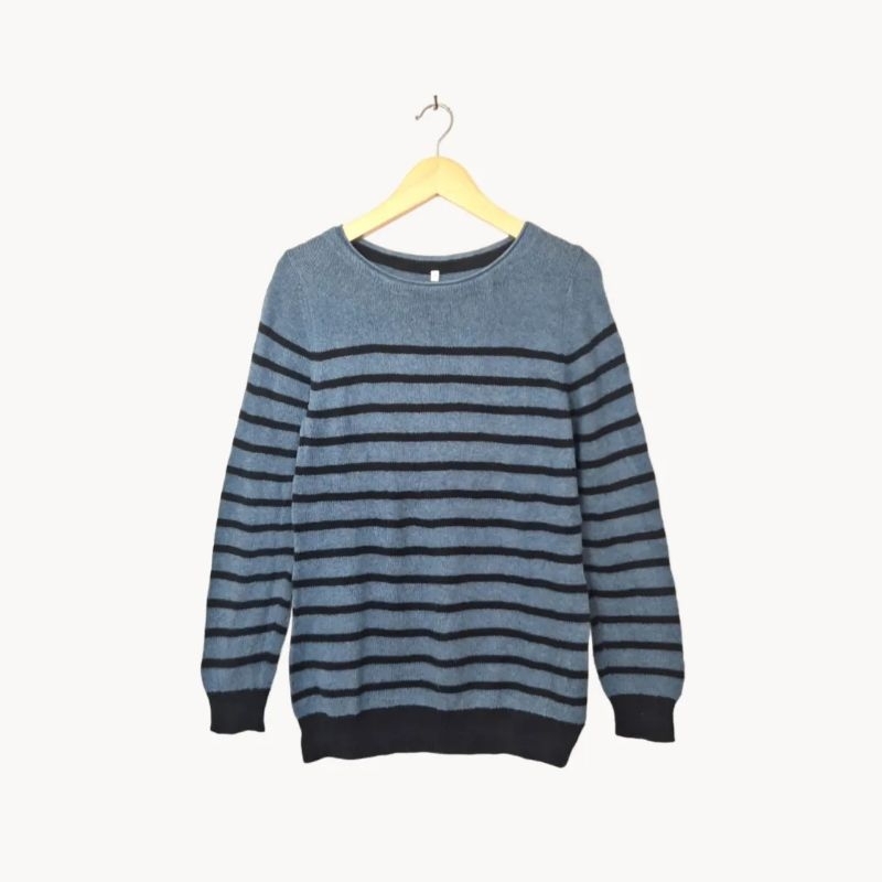 Jual Sweater Tebal Salur Warna Denim (KODE : B24 - 32 ) | Shopee Indonesia