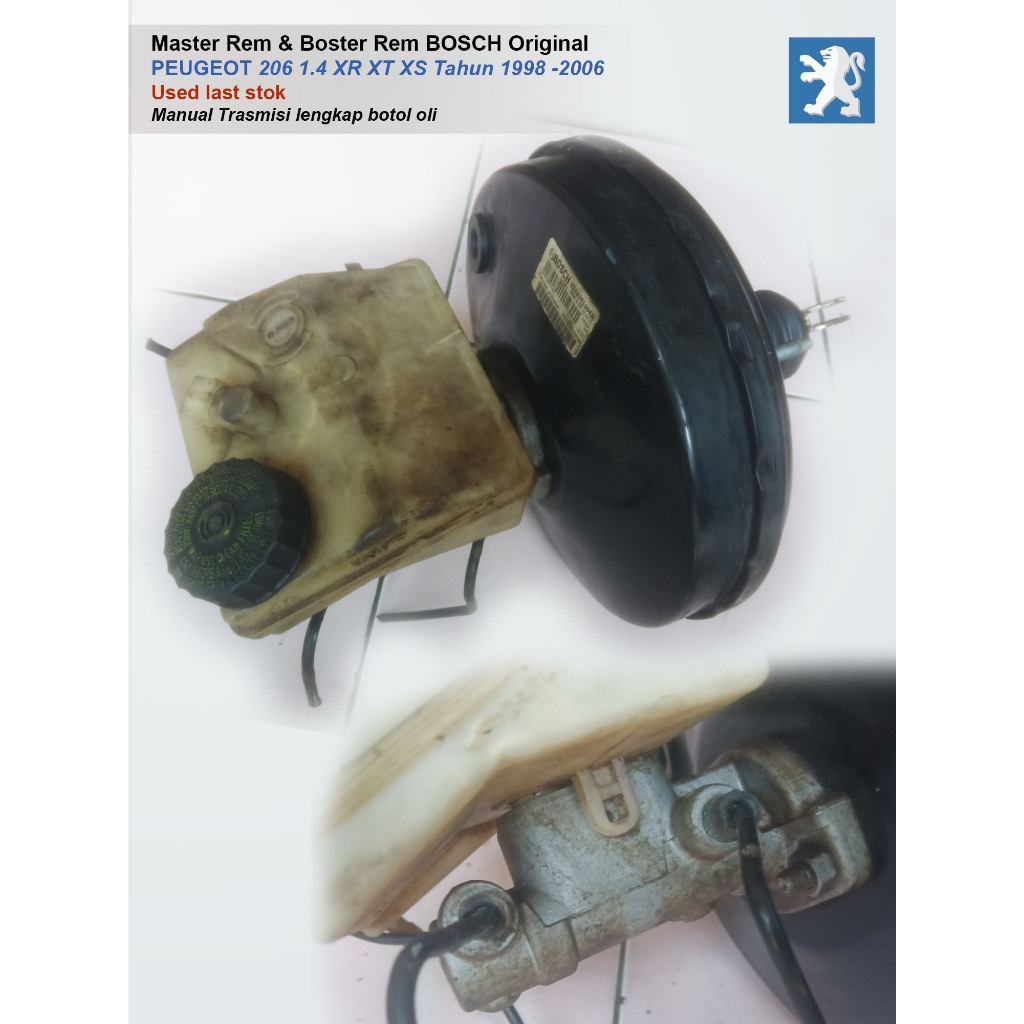 Jual Master Rem & Boster Rem BOSCH Original PEUGEOT 206 1.4 XR XT XS ...