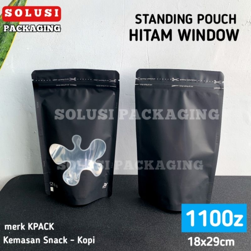 Jual Standing Pouch HITAM WINDOW 1Kg 1100z 1000gr 18x29cm KPACK Kemasan ...