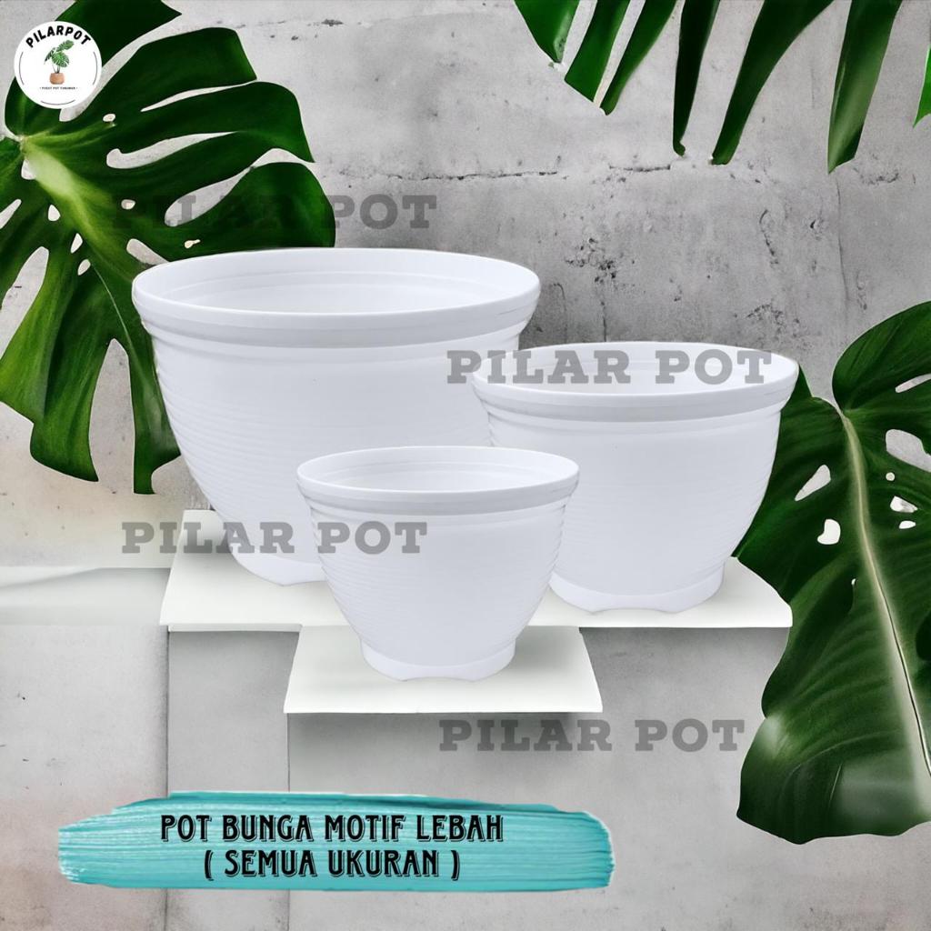 Jual POT BUNGA TANAMAN PLASTIK MOTIF NKT LEBAH WARNA PUTIH - NKT LEBAH ...
