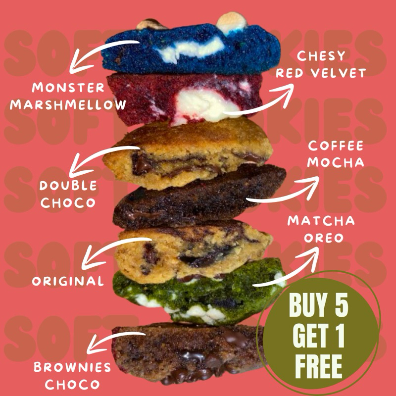Jual BUY 5 GET 1 FREE | SOFT COOKIES | Thick & Chewy | Mini / Medium ...
