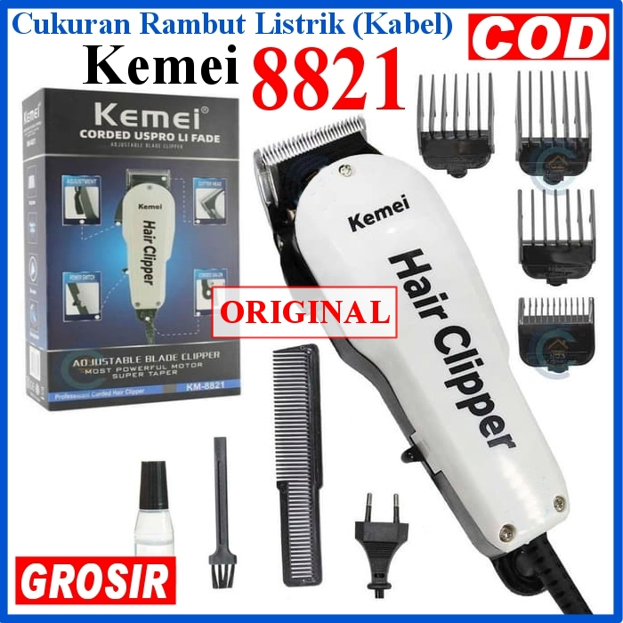 Jual KM8821 KEMEI 8821 ORIGINAL ELEKTRIK HAIR CLIPPER Mesin Cukur Rambut Kabel Colok Listrik ...