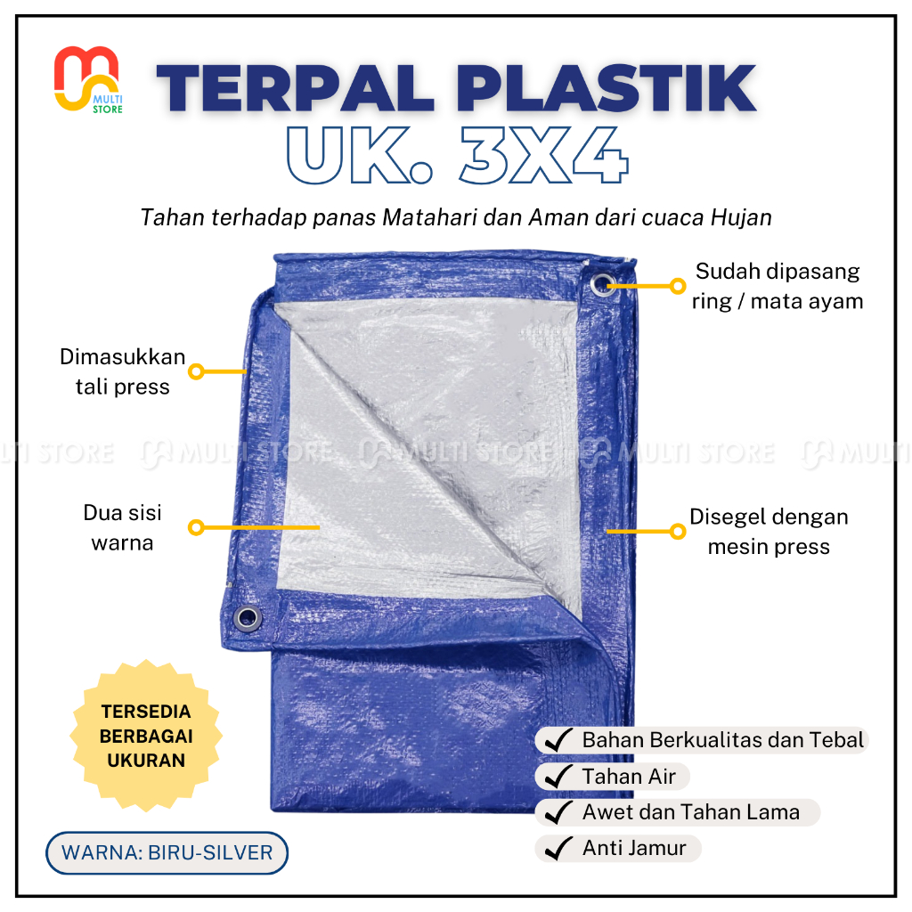 Jual Terpal Plastik Ukuran 3x4 Meter Serbaguna Tahan Air Penutup Tenda ...