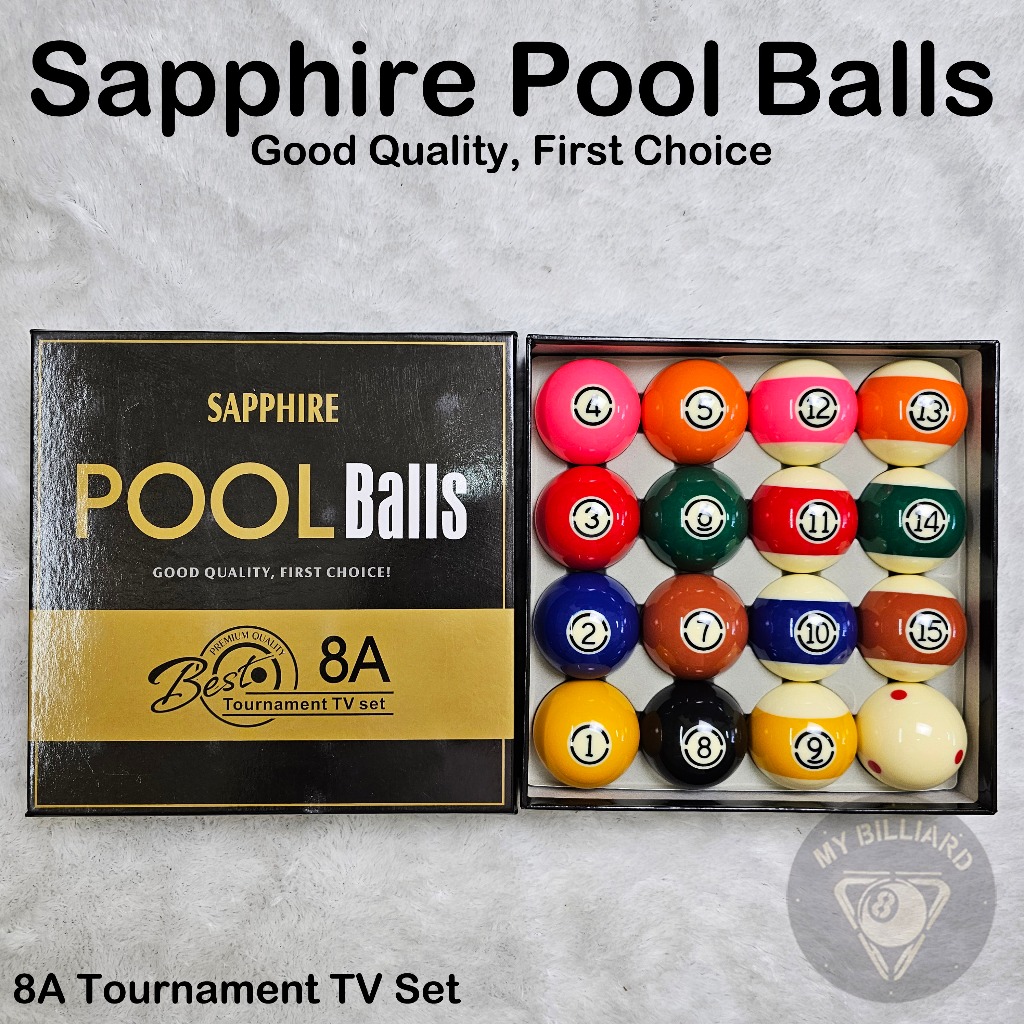 Jual Sapphire Pool Balls Billiard Ball 8A - Bola Billiar 9 feet 9ft set ...
