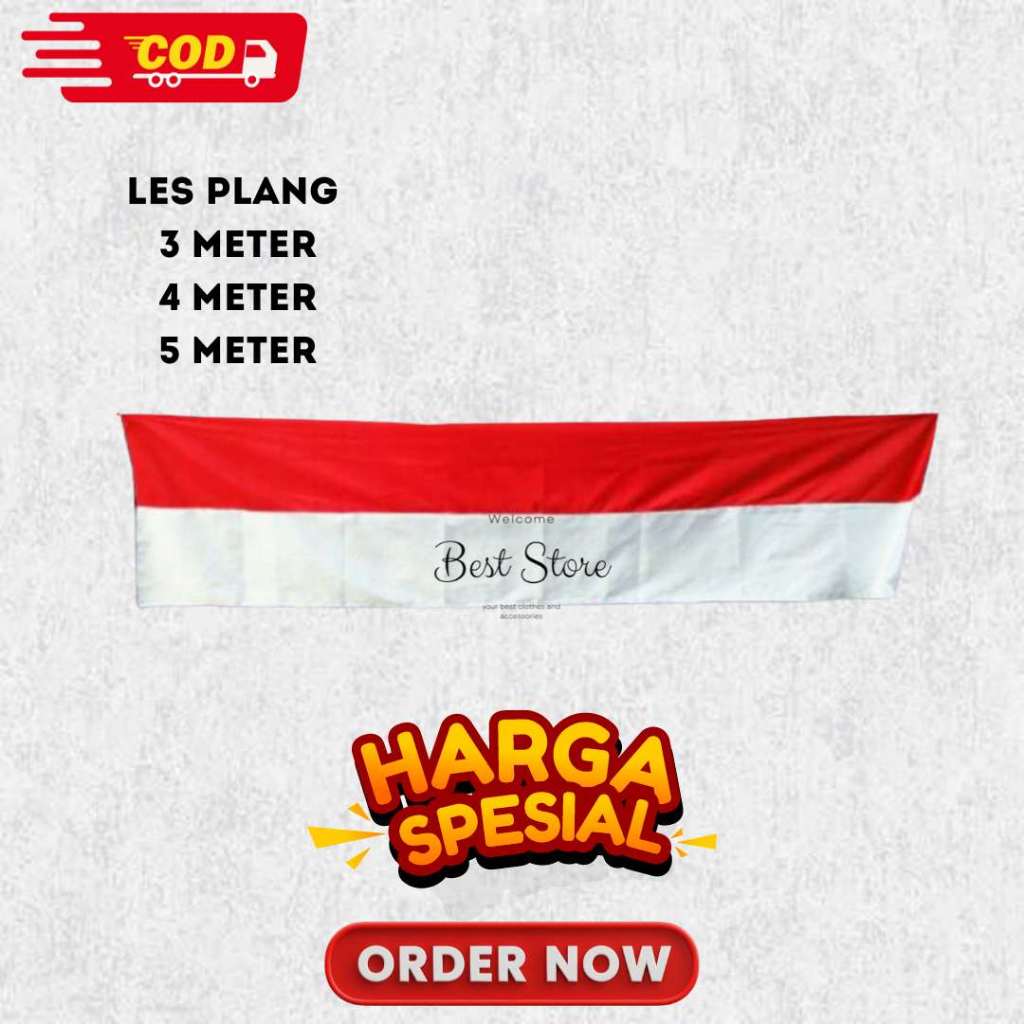 Jual Lesplang merah putih Bendera resplang / bendera panjang Merah ...