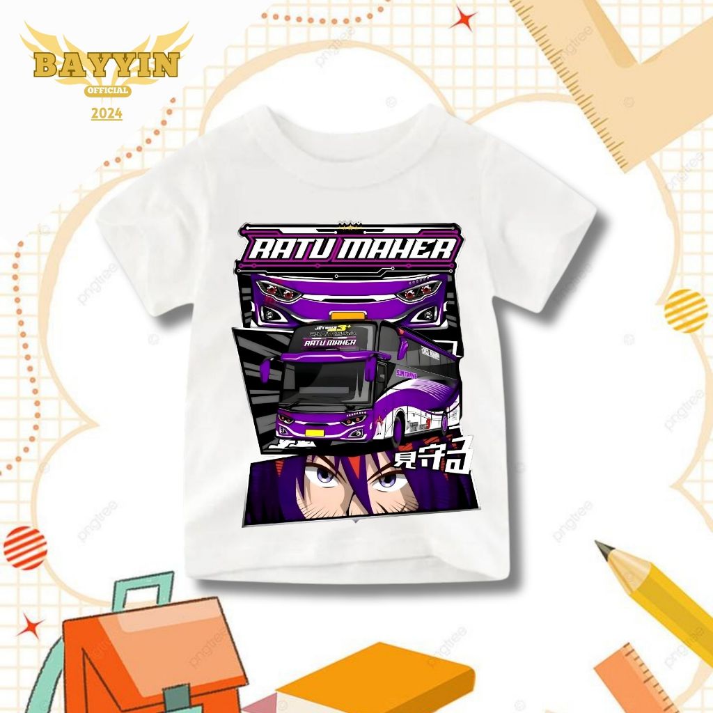 Jual Kaos Anak Custom Nama Combed 30s Gambar BUS RATU MAHER Untuk Anak dan Hadiah Anak Laki-Laki ...