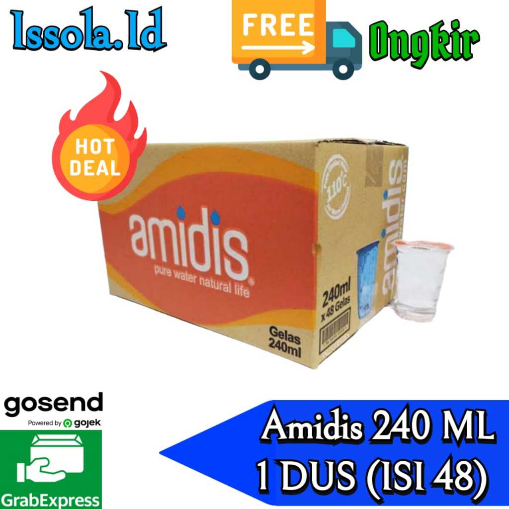 Jual AMIDIS AIR MINERAL KEMASAN GELAS 240 ML X 48 PCS | Shopee Indonesia