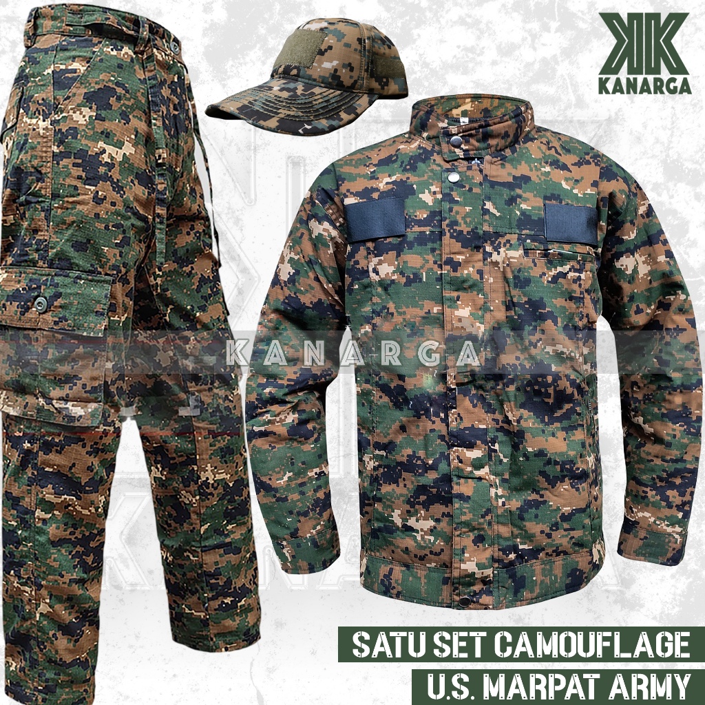 Jual Satu Set Setelan Jaket Tactical Celana PDL Panjang Cargo Loreng US Marpat Army | Shopee ...