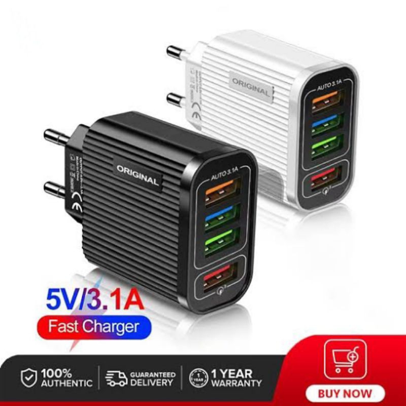 Jual Pengisi Daya Ponsel USB QC Sumber AC DC 220V Ke 5V 3A USB 4Port ...