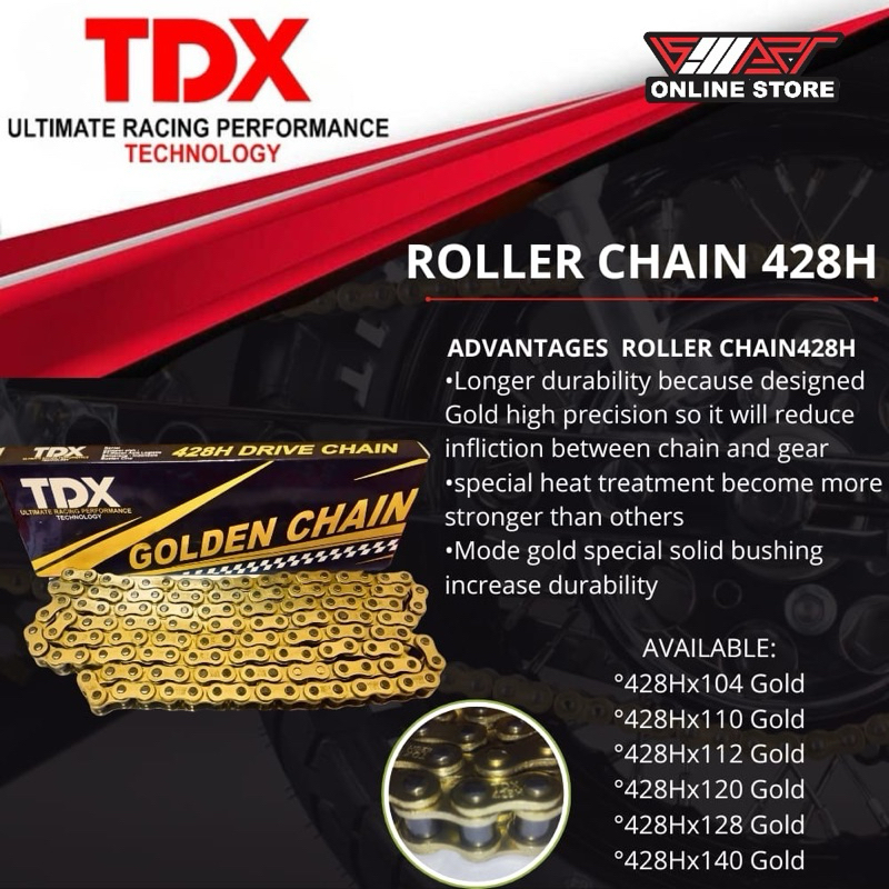 Jual RANTAI TDX RACING GOLD 428X104/110/112/120/128/140 | Shopee Indonesia