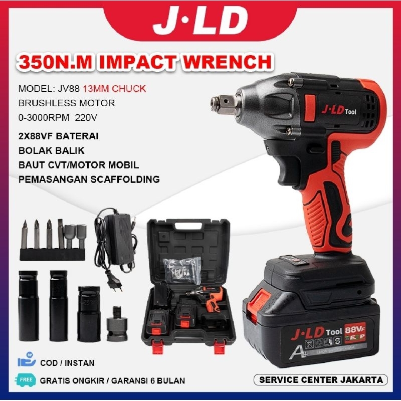 Jual JLD 88VF Bor Impact Wrench cordless 13mm Brushless Mesin Bor baterai 350N.m Bukabaut Mobil ...