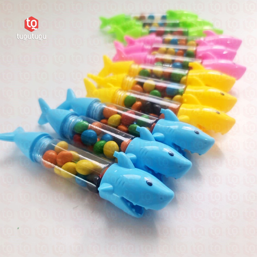 Jual Permen Coklat Butiran Warna Warni Mainan Bayi Ikan Hiu Viral ...