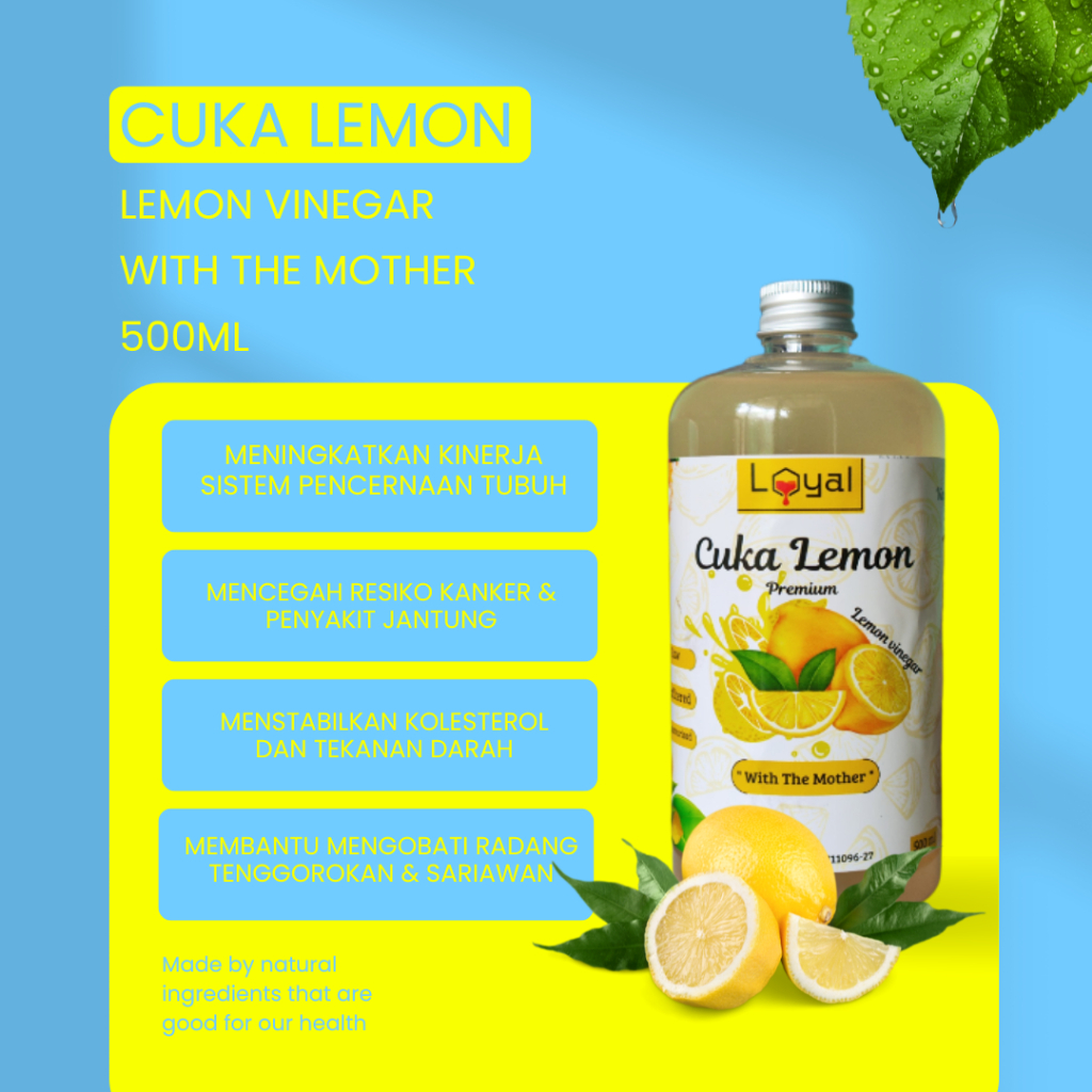 Jual CUKA LEMON/LEMON VINEGAR WITH THE MOTHER 500ML ORIGINAL 100% ...