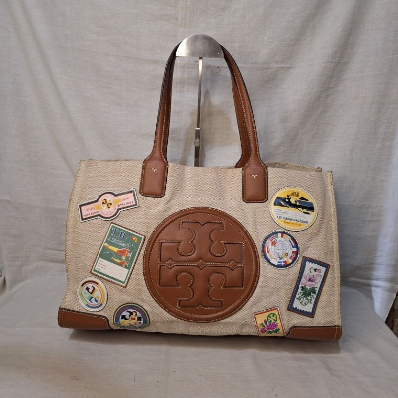 Jual Tory Burch Ella Patch Totebag in Natural Tan | Shopee Indonesia