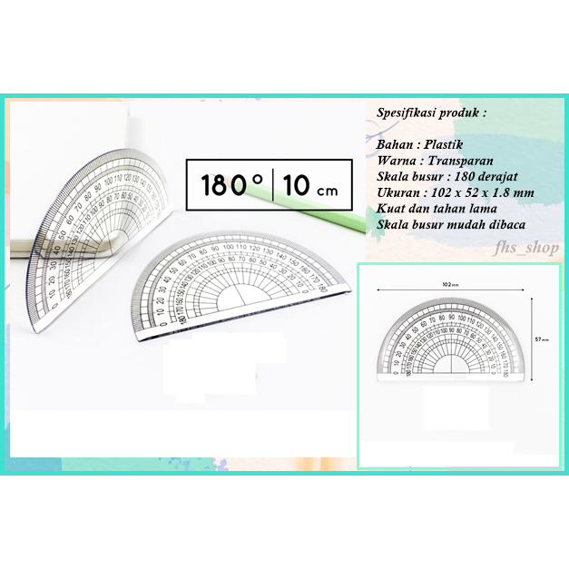 Jual Penggaris Busur 180 Derajat 10 cm Plastik Tebal Busur Plastik ...