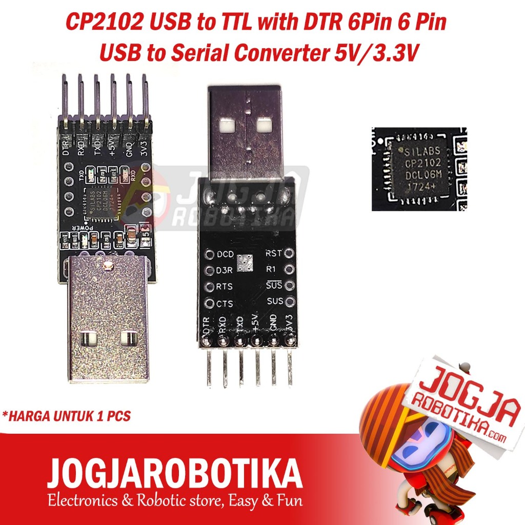 Jual CP2102 USB to TTL with DTR 6Pin 6 Pin USB to Serial Converter 5V/3 ...