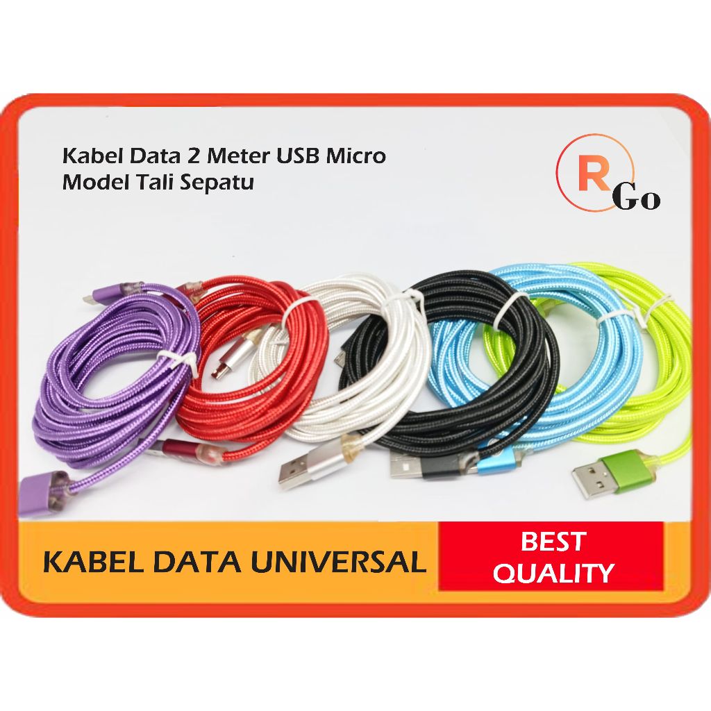 Jual Kabel Data 2 Meter USB Micro Model Tali Sepatu | Shopee Indonesia
