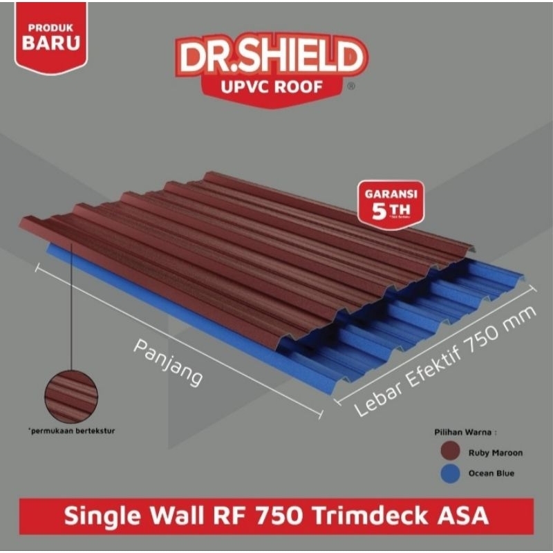 Jual Atap UPVC dr Shield single layer trimdeck RF 750 ASA/meter/Dr ...