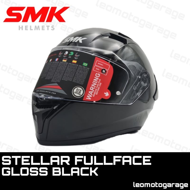 Jual HELM SMK STELLAR FULL FACE POLOS GLOSS BLACK | Shopee Indonesia