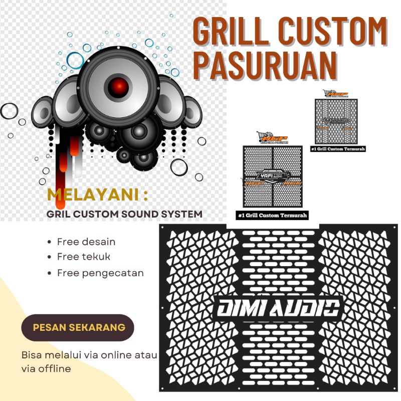 Jual Grill Sound System Custom Ukuran 51 x 66 cm * tebal plat 1,4 mm ...