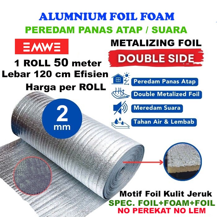Jual 50meter[ 1 RoLL ] Tebal 2MM Thermal Busa Foam Aluminium Foil ...