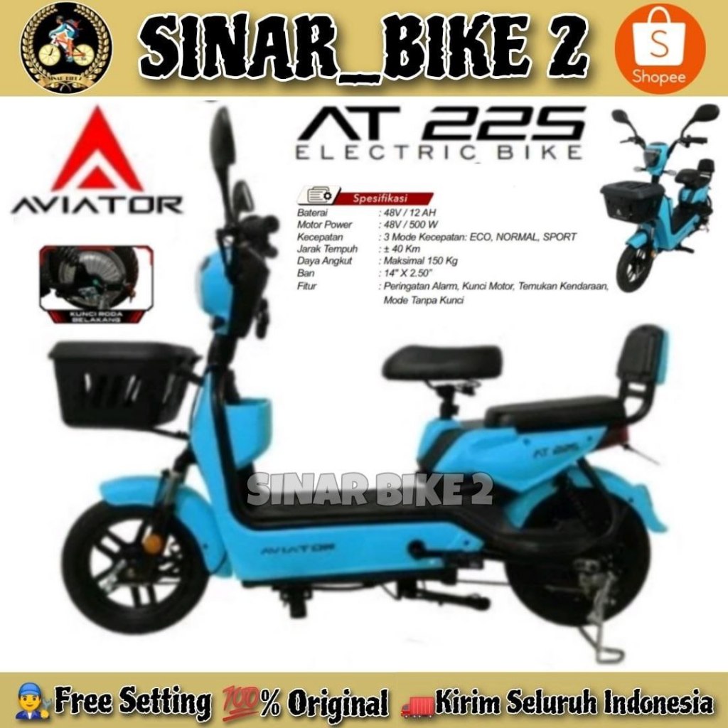 Jual Sepeda Listrik AVIATOR AT 225 E Bike 500watt Electric Bike | Shopee Indonesia
