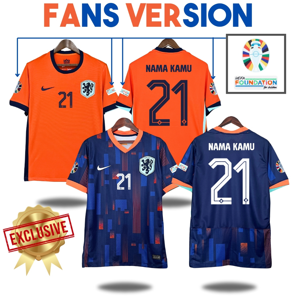 Jual FANS Jersey Belanda Euro 2024 Home Away Baju Sepak Bola Timnas ...
