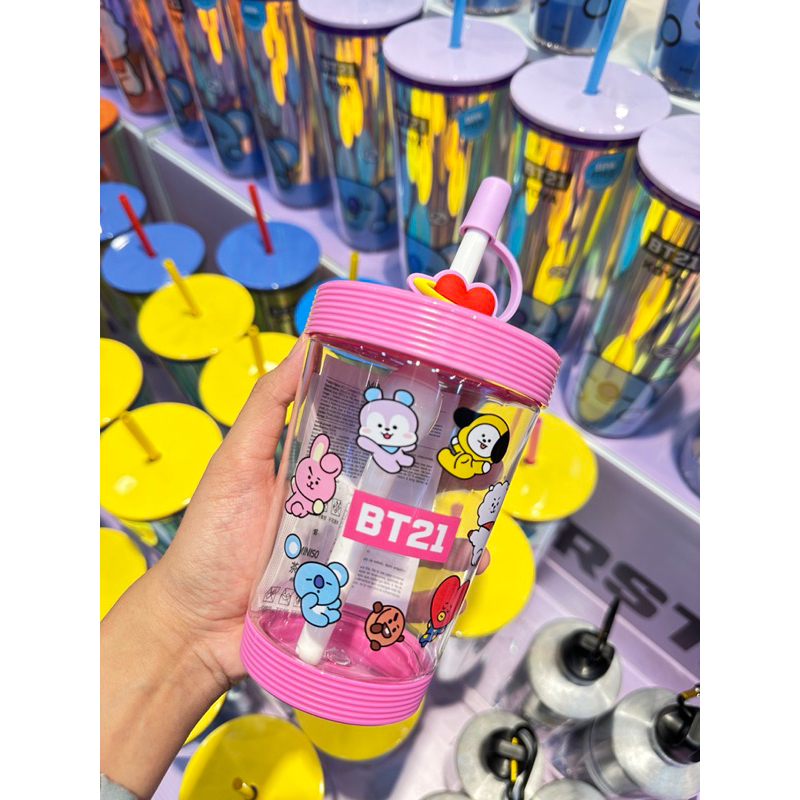 Jual MINISO X BT21 TUMBLR PLASTIC 535ml BOTOL MINUM TUMBLER BTS ARMY RJ ...