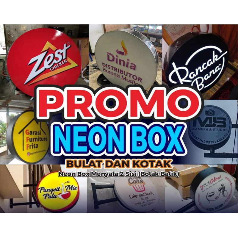 Jual NEON BOX Bulat 70X70cm 2sisi | Shopee Indonesia