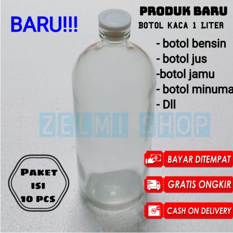 Jual botol kaca 1 liter baru paket 10 pcs | Shopee Indonesia