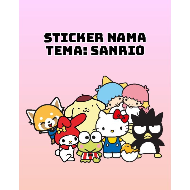 Jual Sanrio Label Nama/ sanrio name sticker (untuk botol minum, kotak ...