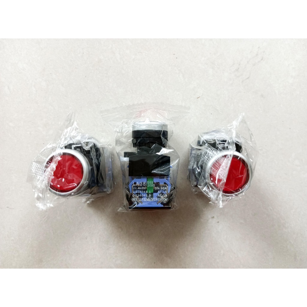 Jual Push Button Switch 440V LA38-11 10A - Flat Buttton 22mm Berwarna ...