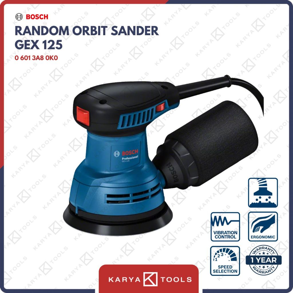 Jual Bosch Mesin Amplas Kayu Bulat Listrik GEX 125 Orbital Sander 250 Watt | Shopee Indonesia
