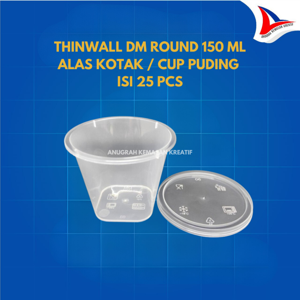 Jual Thinwall Dm Round 150 Ml Alas Kotak / Cup Puding Isi 25 Pcs ...