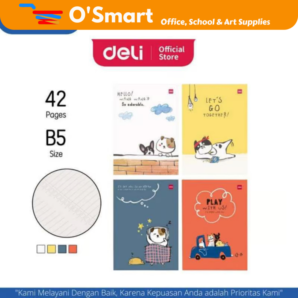 Jual DELI Buku Tulis Ukuran Boxy Isi 42 lembar (1 Pack isi 10 Pcs ...