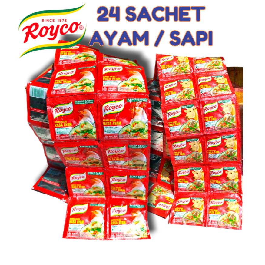 Jual 24 SACHET / 2 RENCENG ROYCO RASA AYAM / RASA SAPI PENYEDAP RASA ...