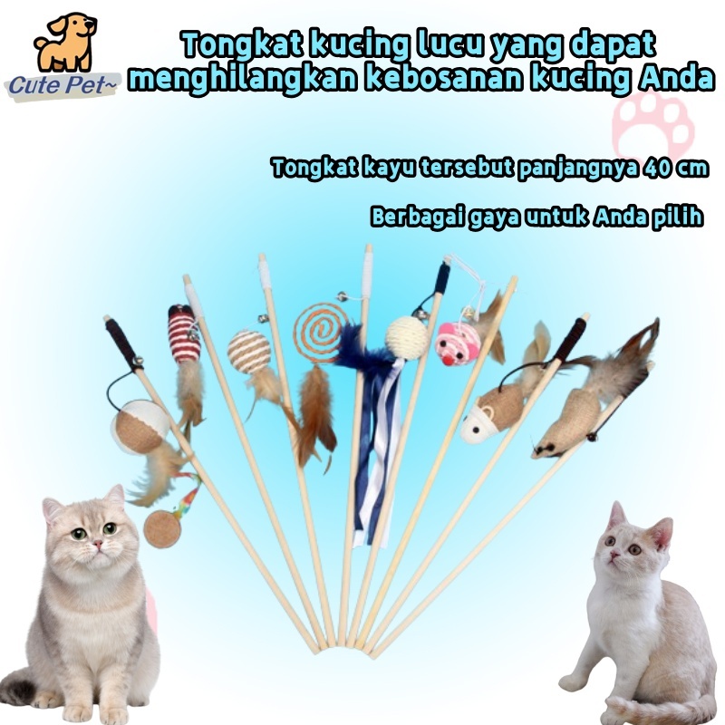 Jual Mainan Kucing Anjing Stick Wooden Mainan Interaktif Kucing Kayu ...