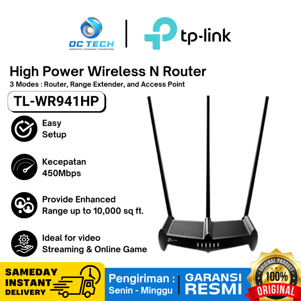 Jual Router Wireless TP Link TP-Link TL-WR941HP 450Mbps High Power ...