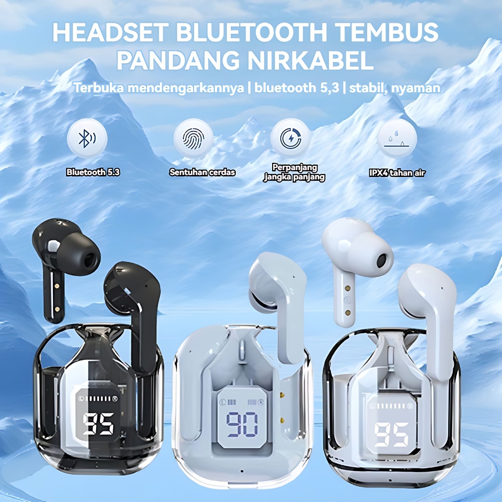 Jual Headset bluetooth TWS Air31 wirelles LED display tranparan Hifi ...