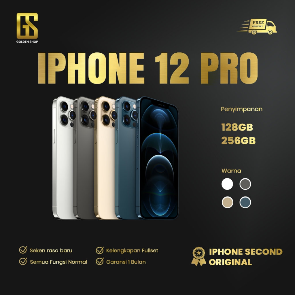 Jual IPHONE 12 PRO SECOND ORIGINAL 512GB 256GB 128GB BEKAS MULUS FULLSET | Shopee Indonesia