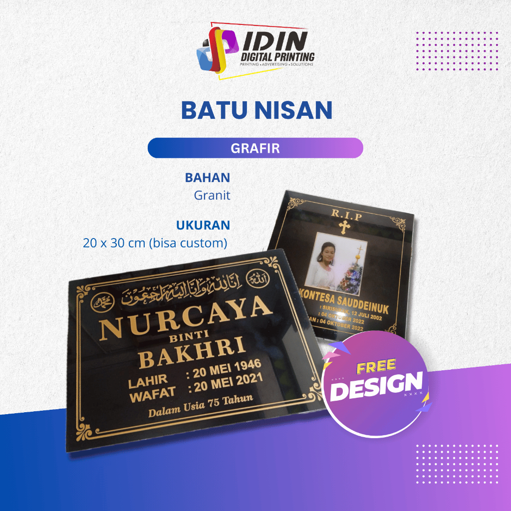 Jual Batu Nisan Kuburan Bahan Granit Tulisan Grafir Ukuran 20x30cm ...