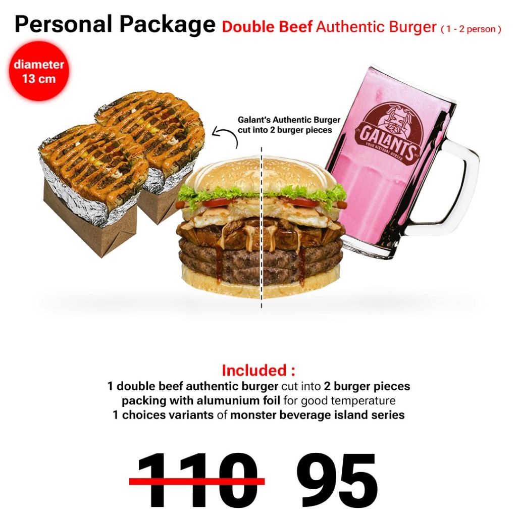 Jual Personal Package Double Beef Authentic Burger | Shopee Indonesia