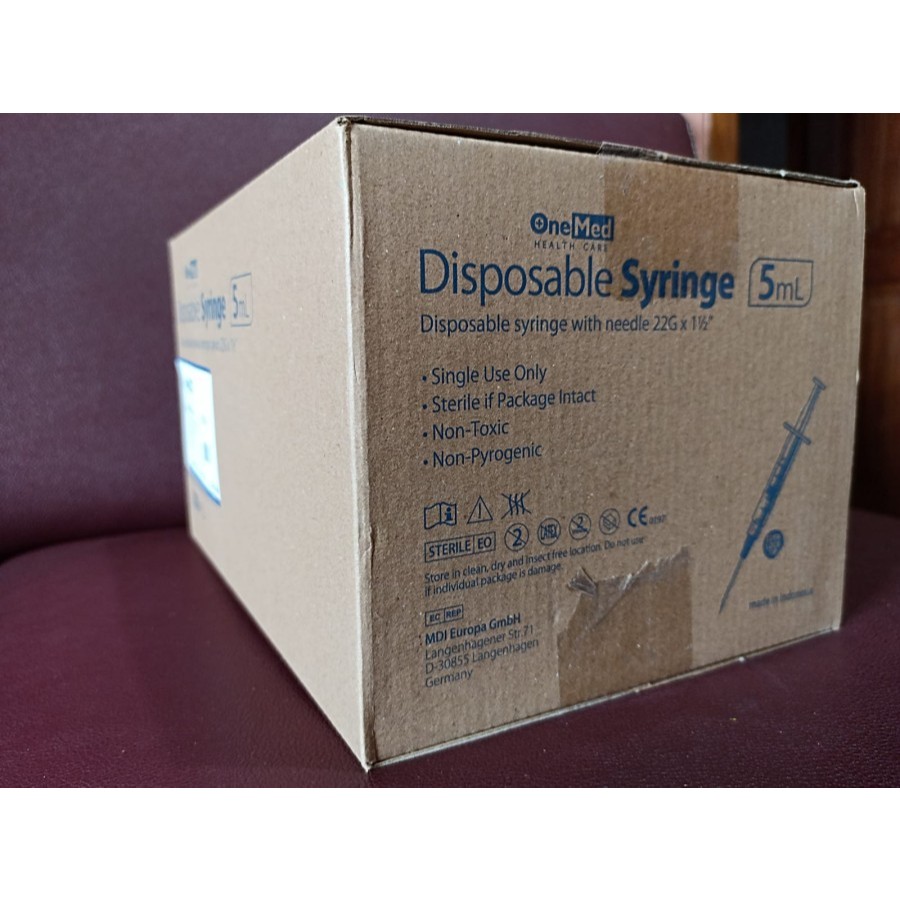 Jual Spuit 5cc Onemed - Disposable syringe 5ml 1 BOX ISI 100 PCS ...