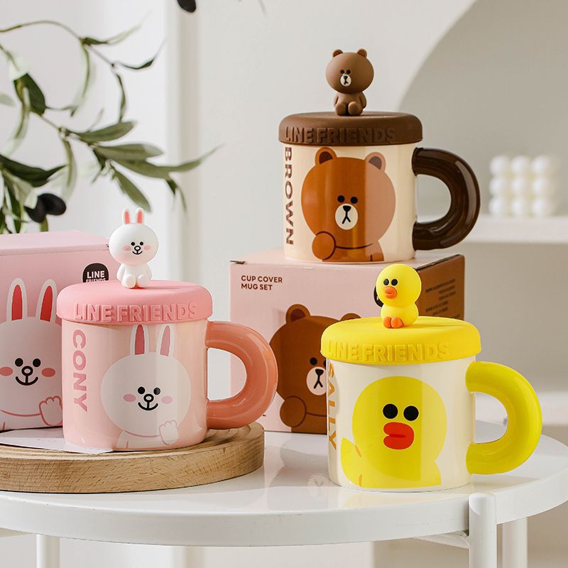 Jual LINE FRIENDS Mug Keramik dengan Tutup - Ceramic Mug with Silicone ...