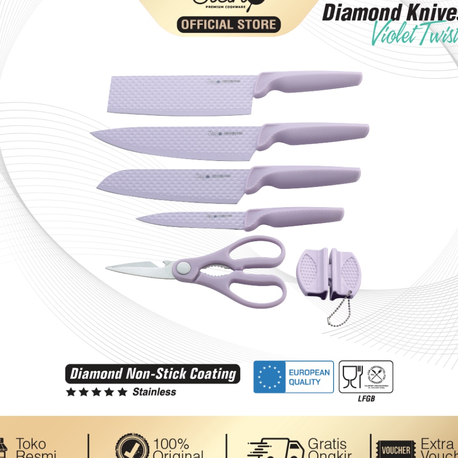 Jual KP8 STEIN Diamond Knives Violet Twist 6 in 1 Pisau Set | Shopee ...