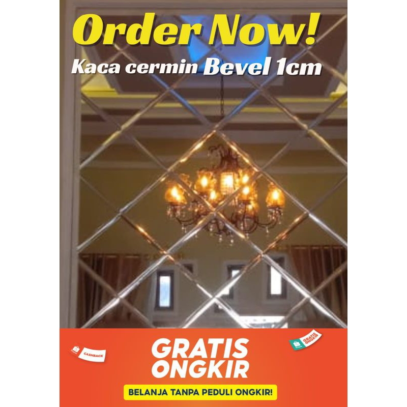 Jual kaca cermin bevel ukuran 100cm x 180cm ketebalan 5mm | Shopee ...